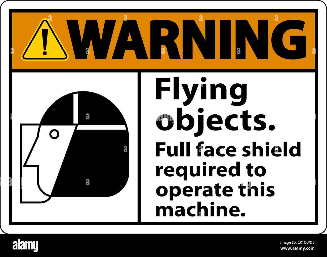 Warning Flying Object Face Shield Required Sign On White Background ...