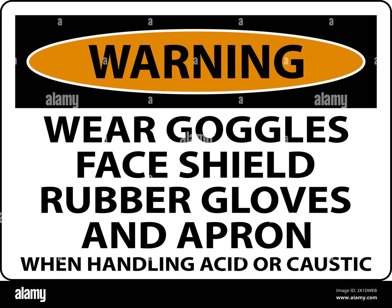 Warning Wear Goggles, Face Shield, Rubber Gloves, And Apron When ...