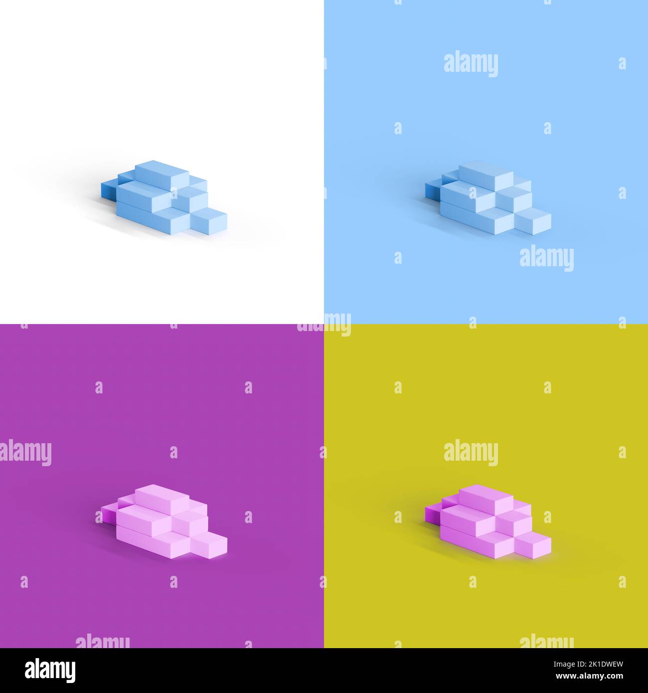 A pop art collage of 3D rendered abstract cloud form legos isolated on ...