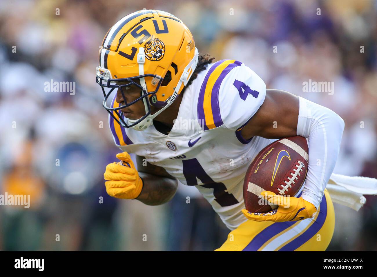 September 17, 2022: LSU running back John Emery Jr. (4) looks for ...