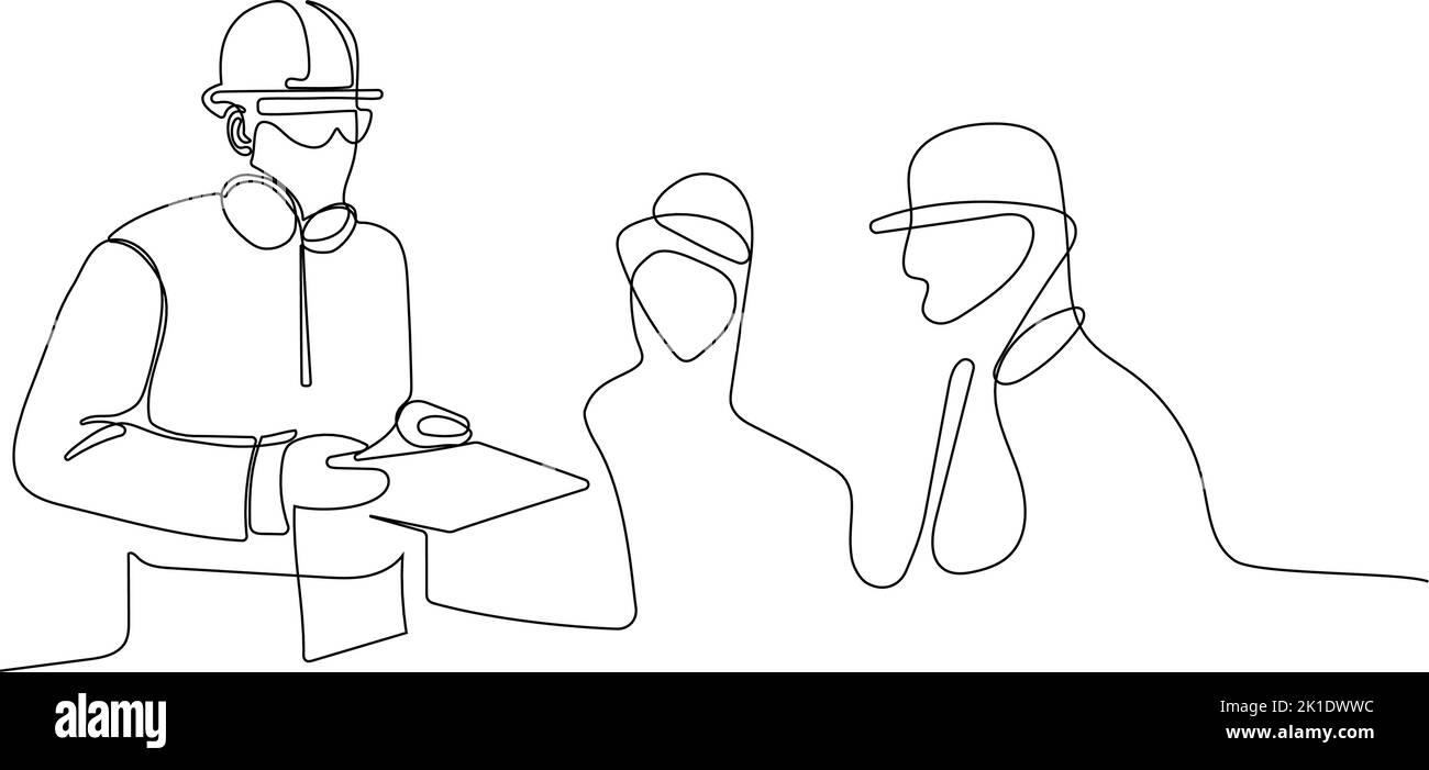 construction manager and engineer working on building site. Vector ...