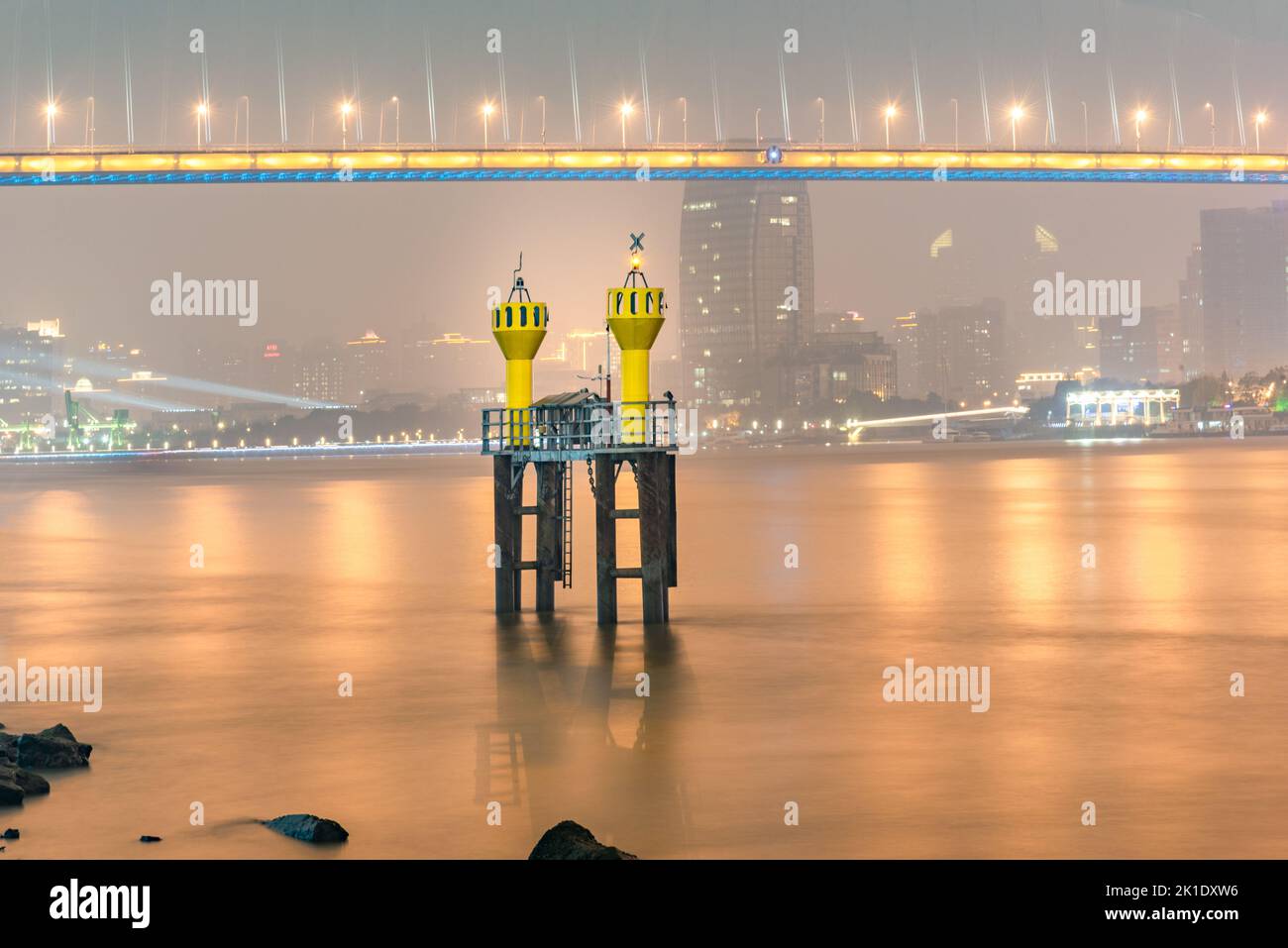 Beacon Lighthouse in the Huangpu River, Shanghai, China Stock Photo - Alamy