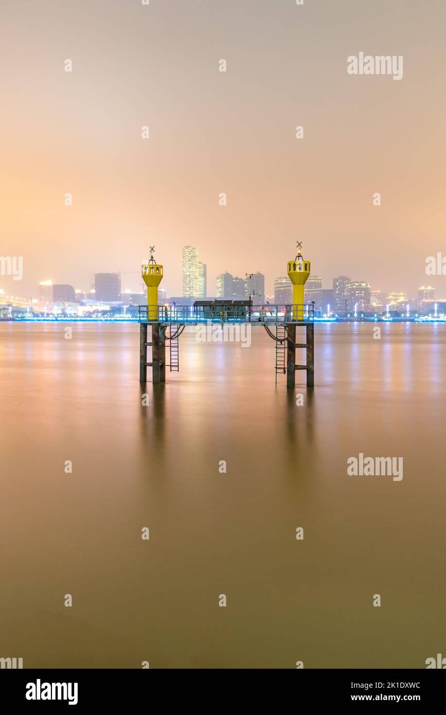Beacon Lighthouse in the Huangpu River, Shanghai, China Stock Photo - Alamy