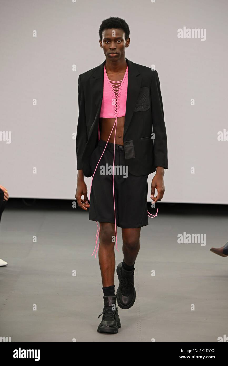 A model walks on the runway at the Mark Fast fashion show during the ...