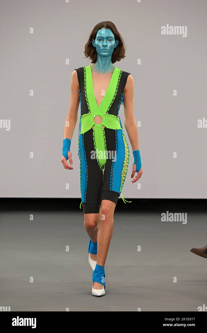 A model walks on the runway at the Mark Fast fashion show during the ...