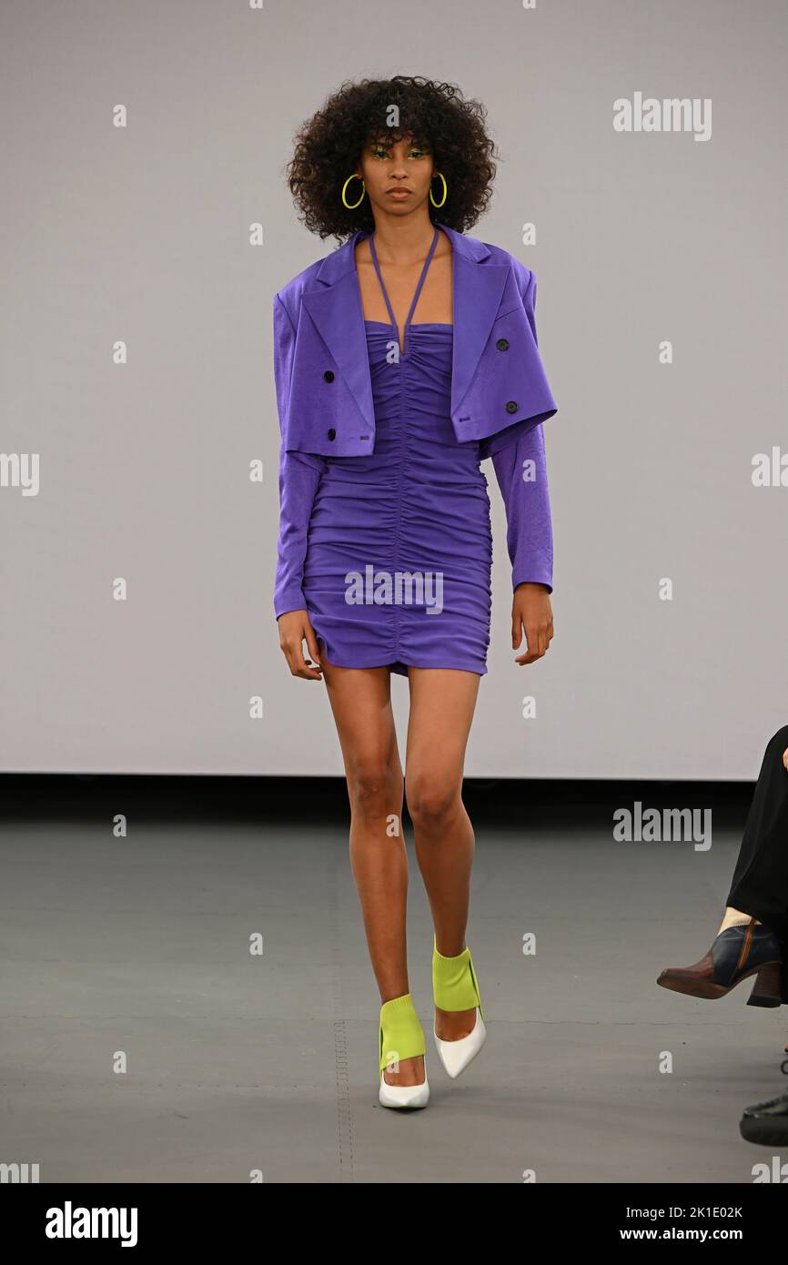 A model walks on the runway at the Mark Fast fashion show during the ...