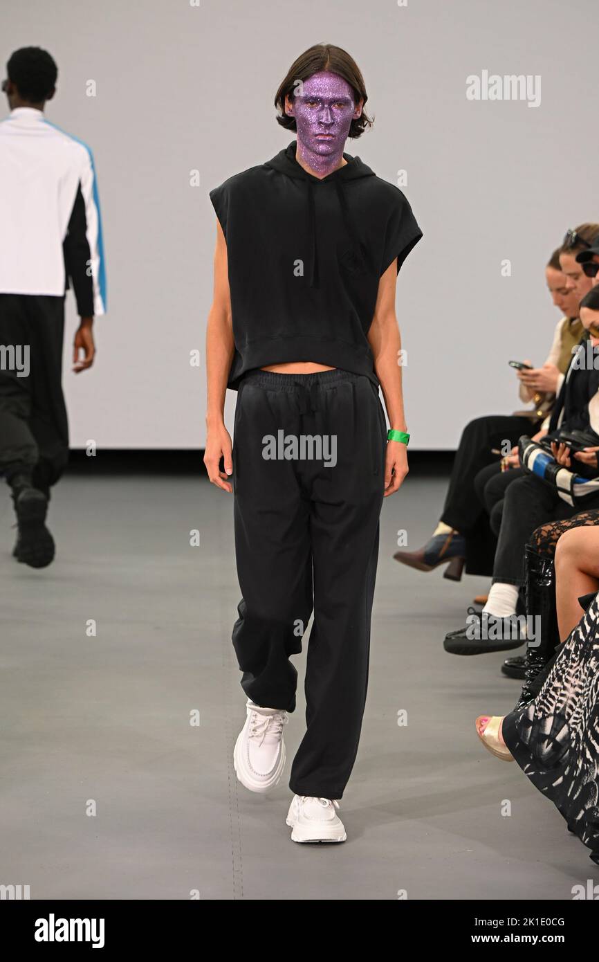 A model walks on the runway at the Mark Fast fashion show during the ...