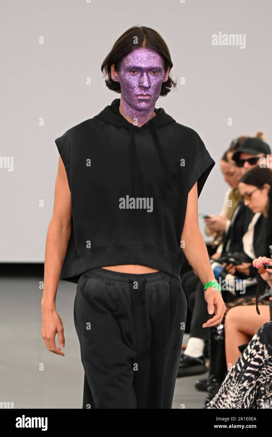 A model walks on the runway at the Mark Fast fashion show during the ...