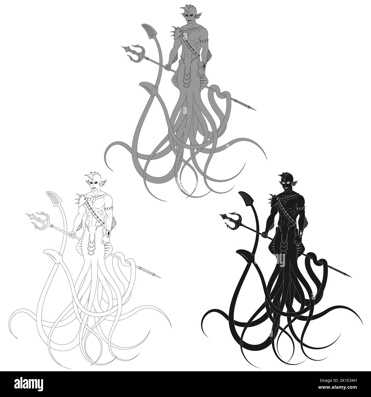 Half man half squid creature vector design, fantasy creature with ...