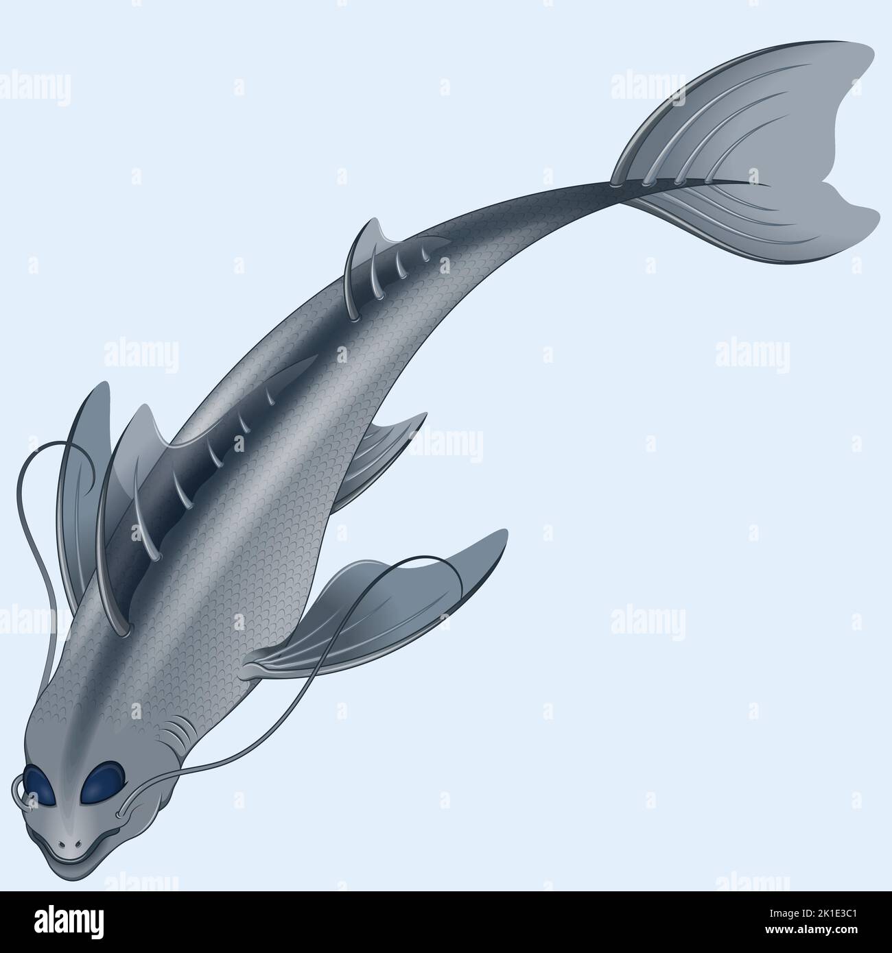 Mustache fish vector design, deep sea scale fish, sport fishing fish ...