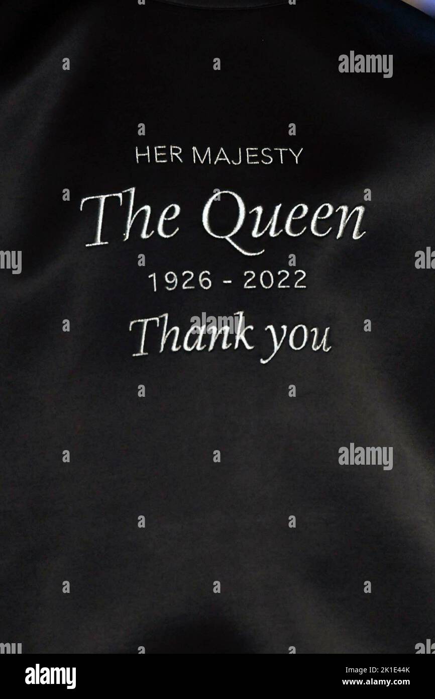 Tribute to Queen Elizabeth II at JW ANDERSON SS23 runway during during ...
