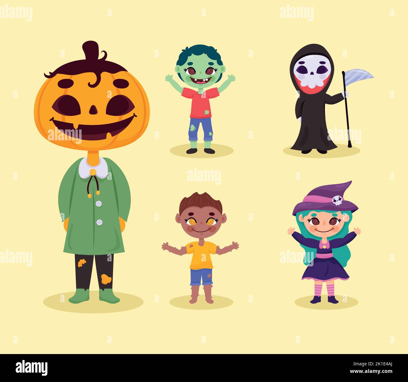 halloween five kids in disguise characters Stock Vector Image & Art - Alamy
