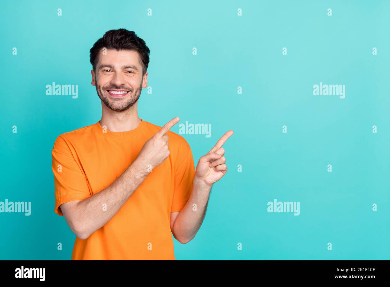 Portrait Photo Of Young Handsome Positive Confident Nice Man Wear