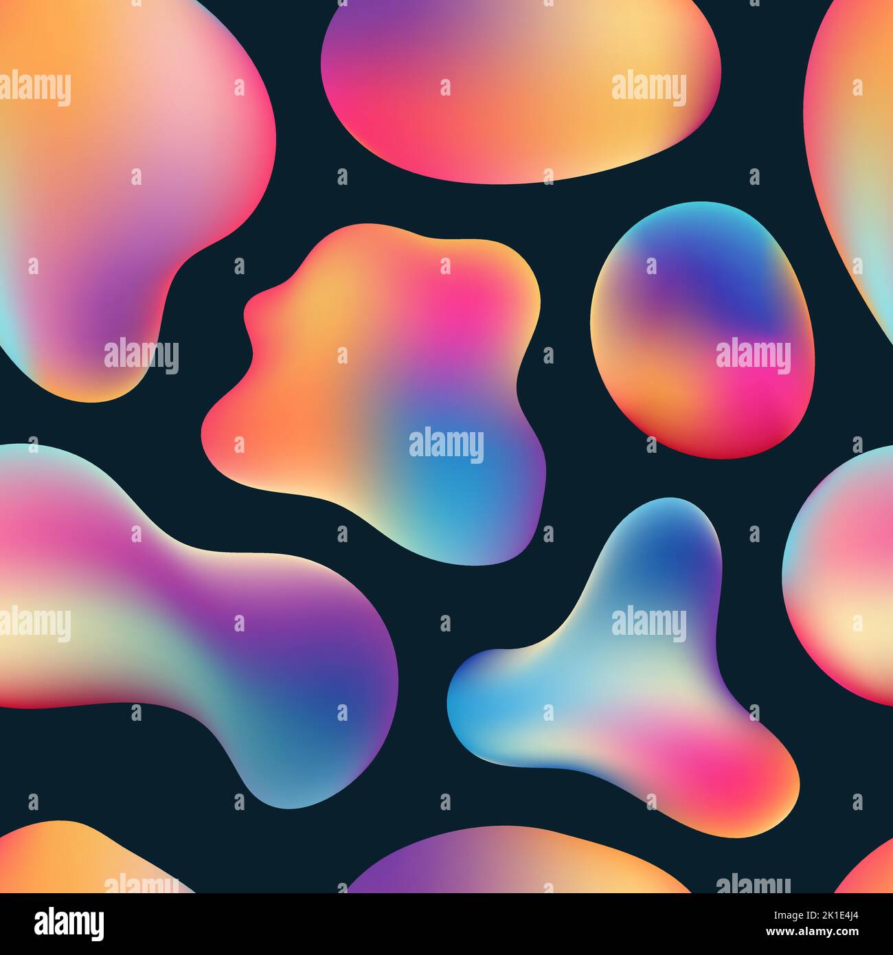 Abstract 3D vibrant color fluid bubbles shapes seamless pattern on ...