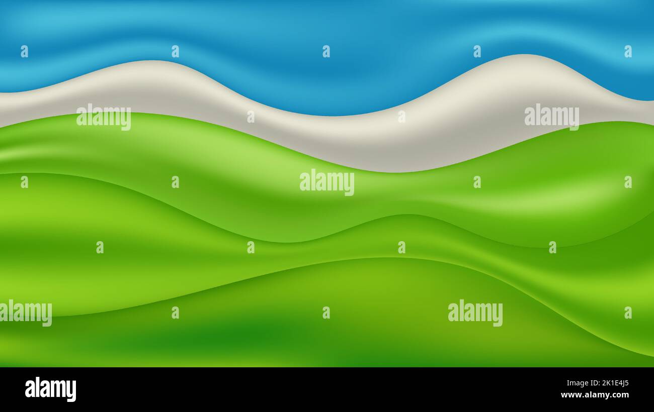 Abstract 3D green and blue liquid or fluid gradient wave flowing shapes ...