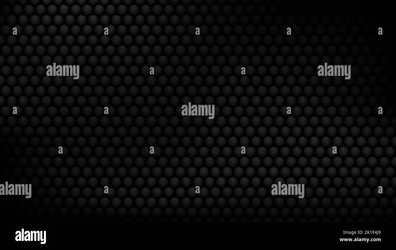 Abstract 3D black circles embossed pattern on dark background and ...