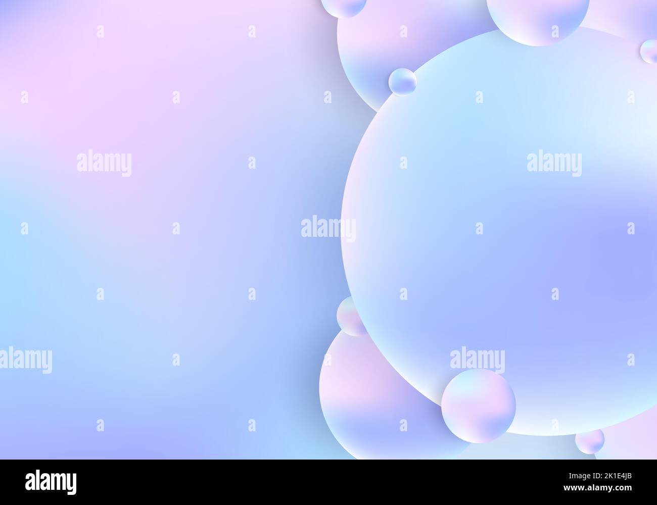 Abstract 3D modern circles sphere balls holographic color pastel background. Bubble gradient ...