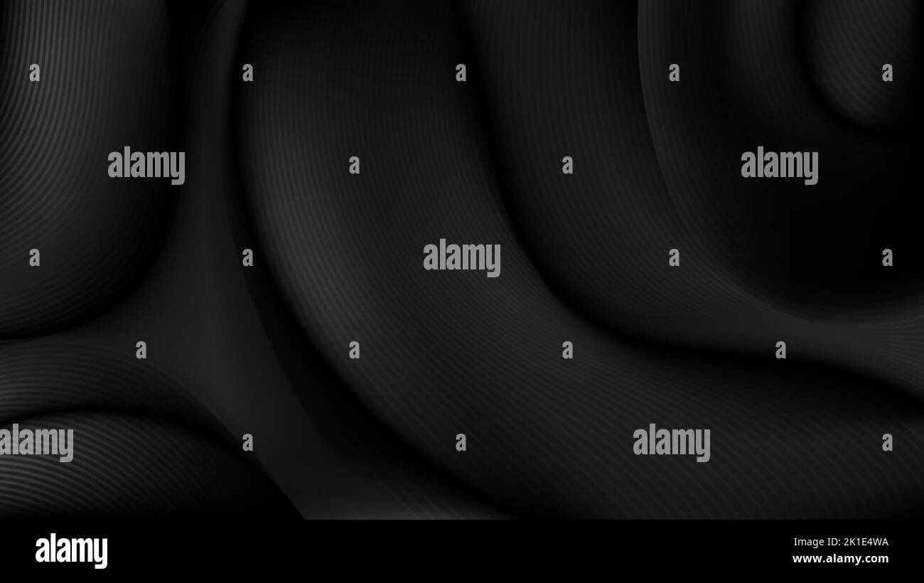 Abstract elegant 3D black fabric wrinkles with lines pattern texture on ...