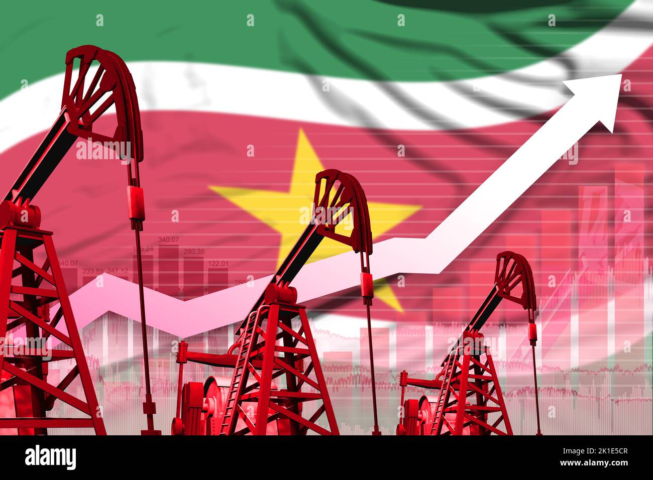 Suriname oil industry concept, industrial illustration - rising up ...