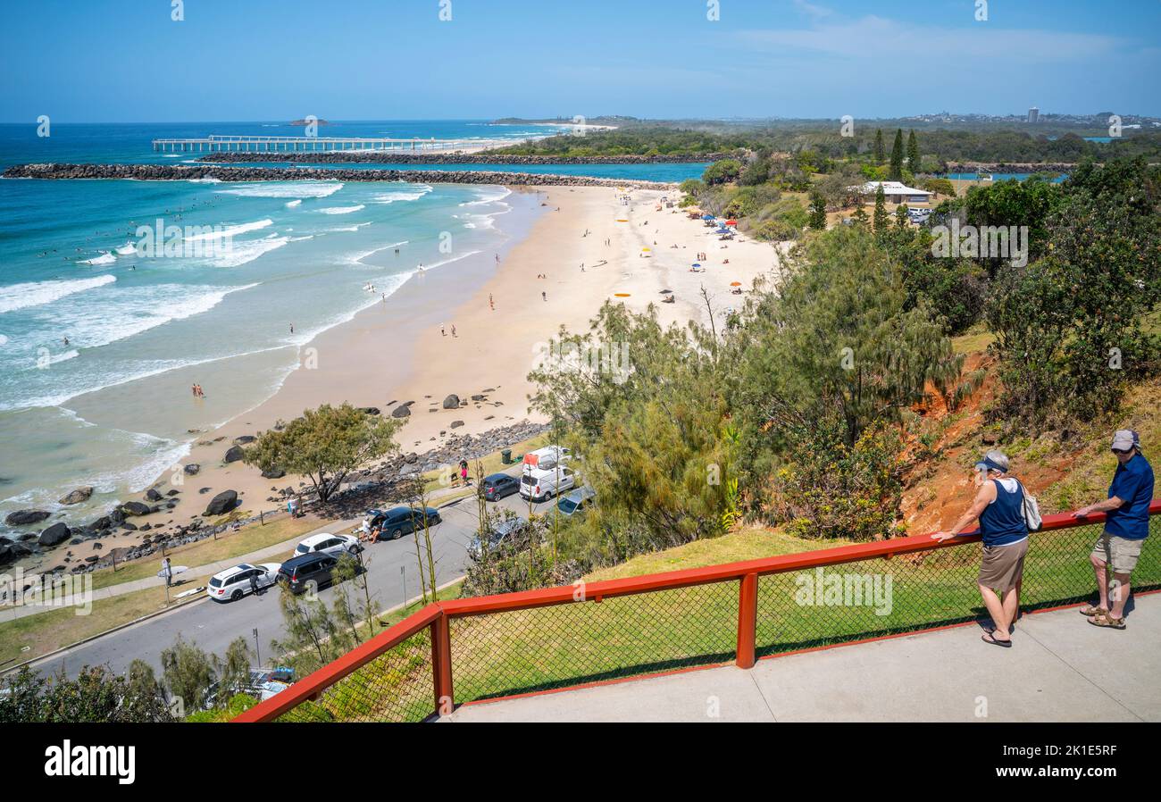 View from Point Danger Lookout towards Duranbah Beach and the outlet at ...