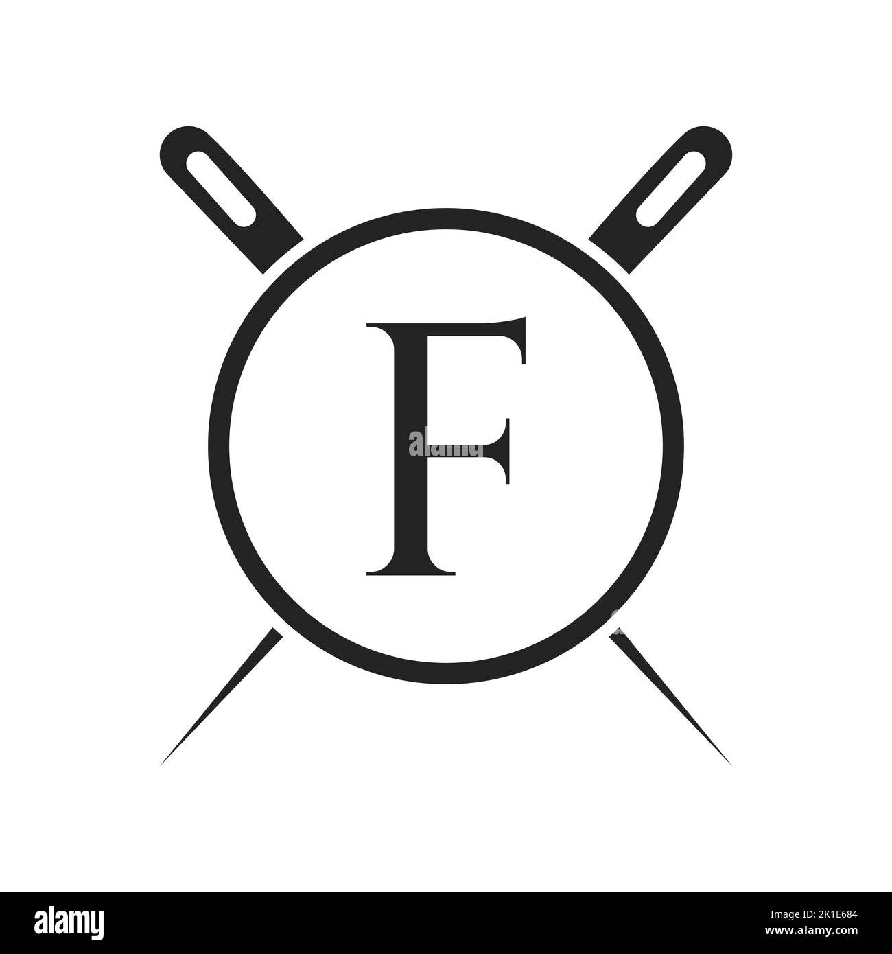 Letter F Tailor Logo, Needle and Thread Combination for Embroider ...