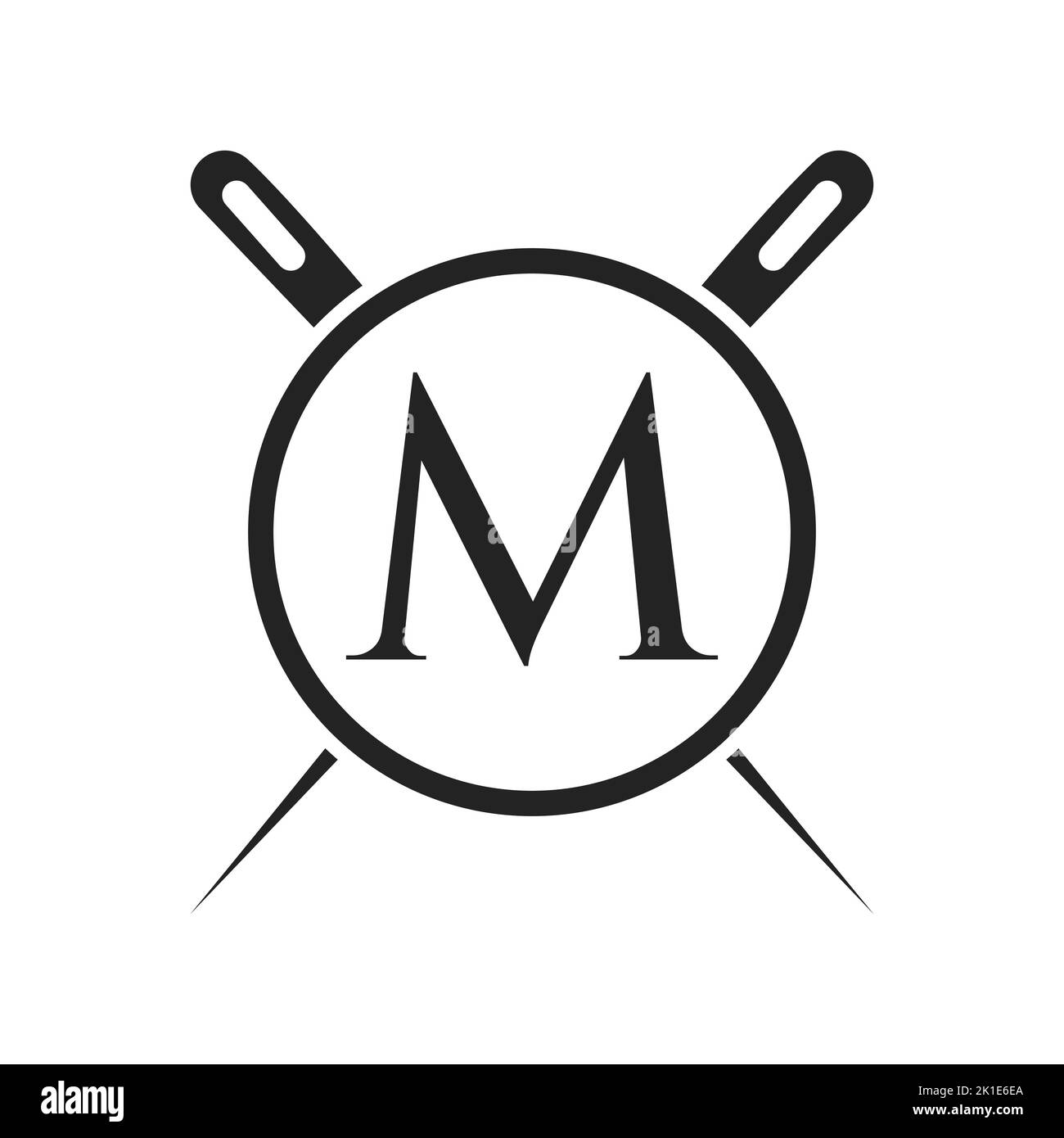 Letter M Tailor Logo, Needle and Thread Combination for Embroider ...
