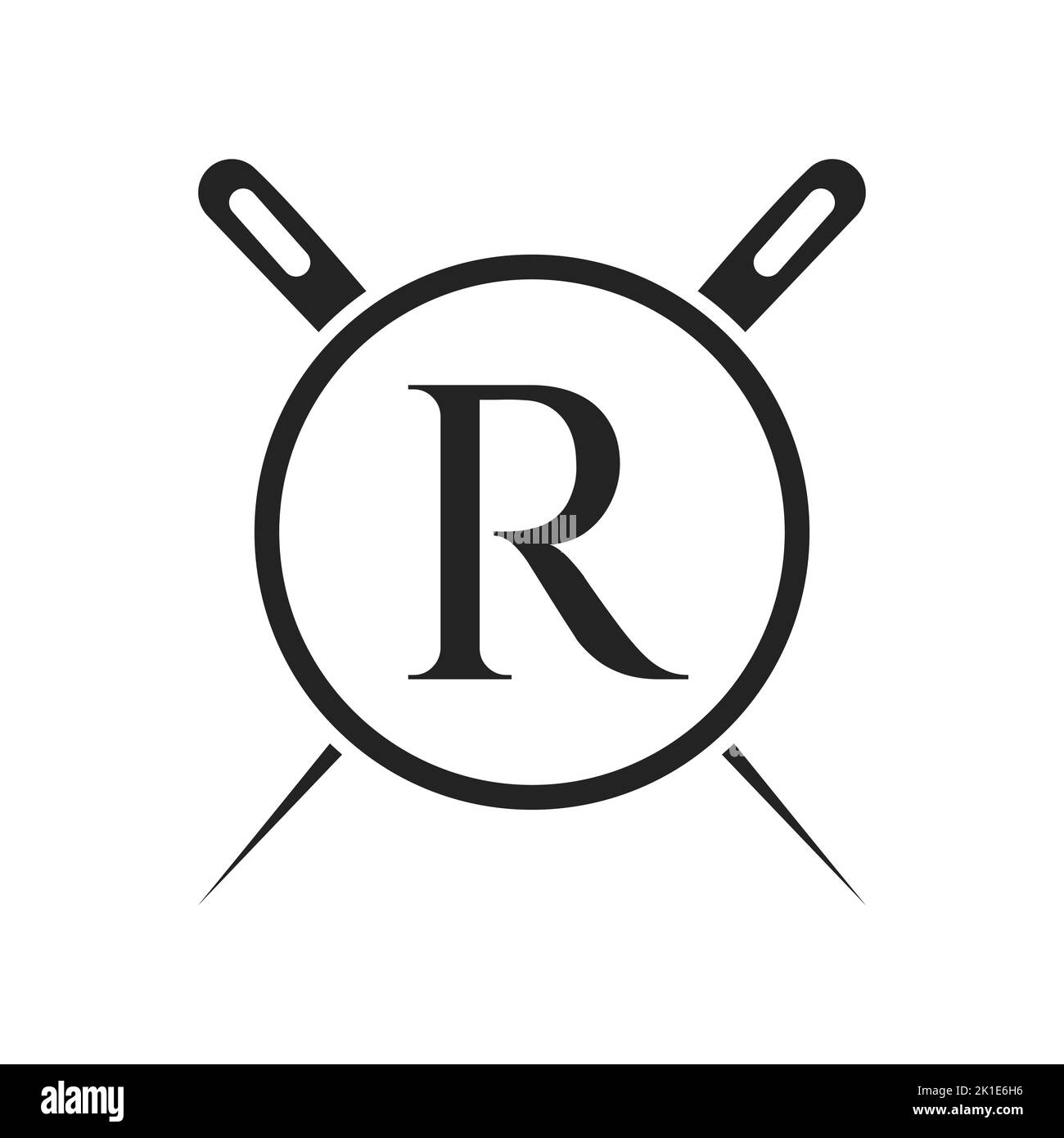 Letter R Tailor Logo, Needle and Thread Combination for Embroider ...