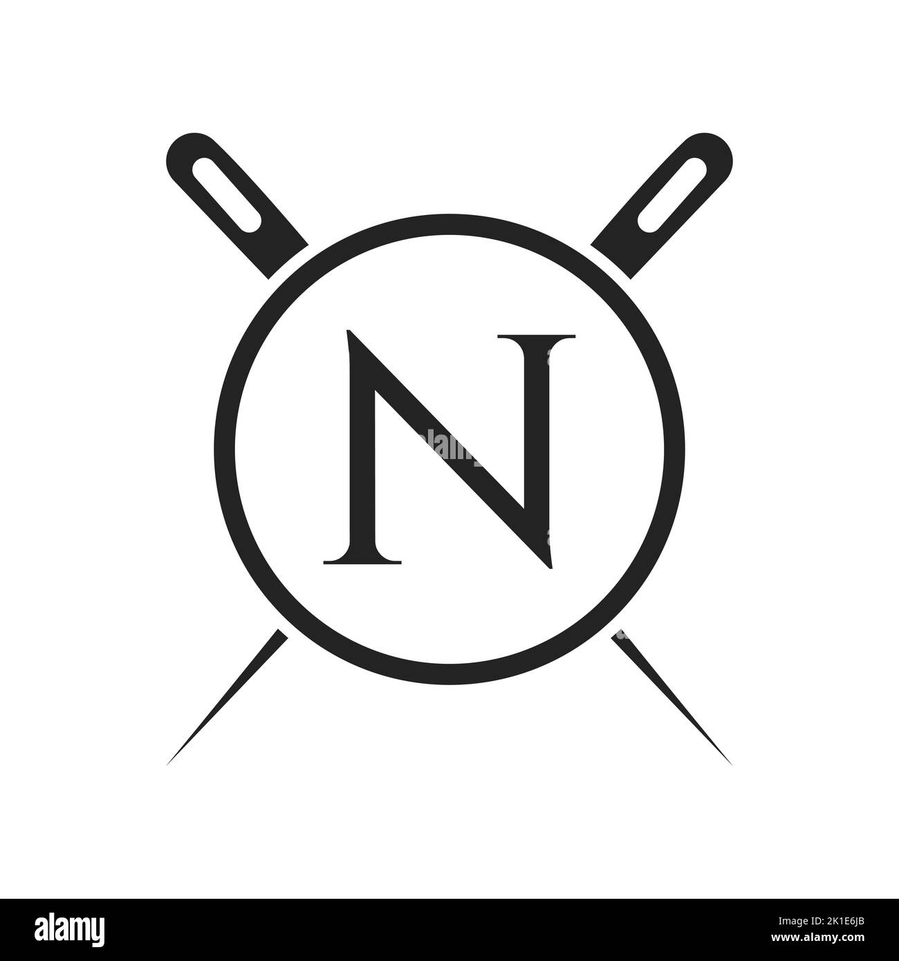 Letter N Tailor Logo, Needle and Thread Combination for Embroider ...