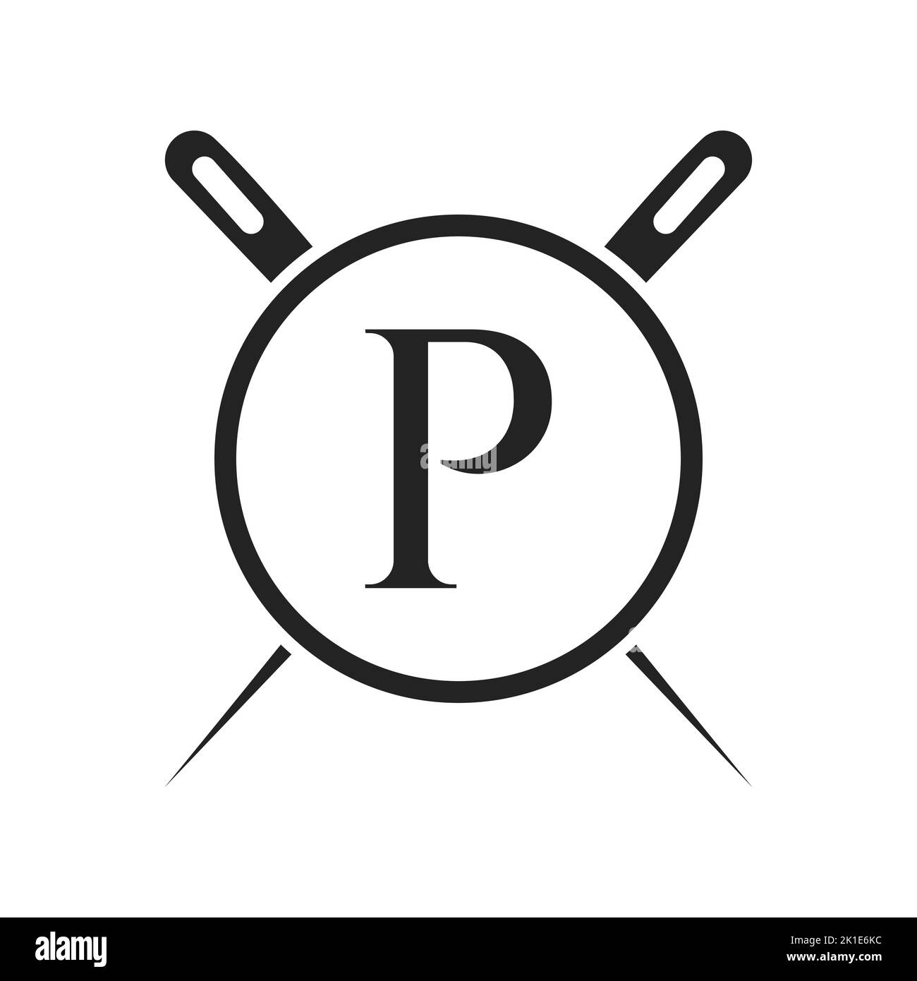 Letter P Tailor Logo, Needle and Thread Combination for Embroider ...