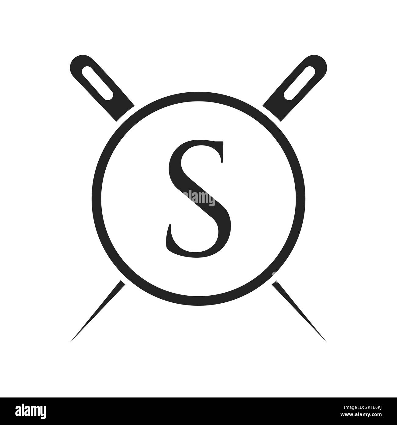 Letter S Tailor Logo, Needle and Thread Combination for Embroider ...