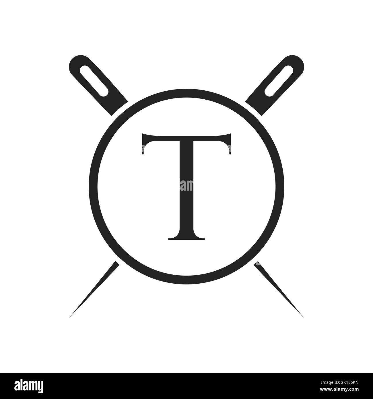 Letter T Tailor Logo, Needle and Thread Combination for Embroider ...