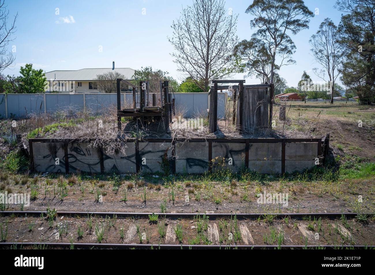 The old cattle and sheep loading ramps at the railway station in glen ...