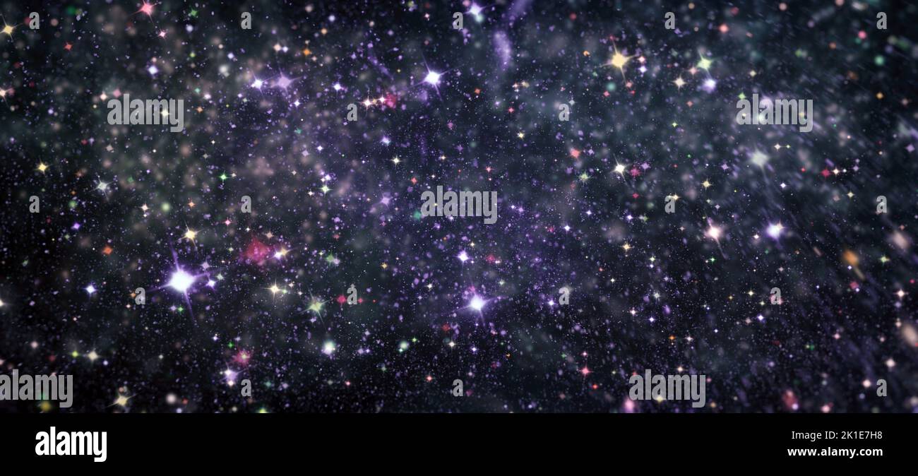 stars planets star clusters, colored gas clouds in abstract space. Outer space nebula. Galaxy ...