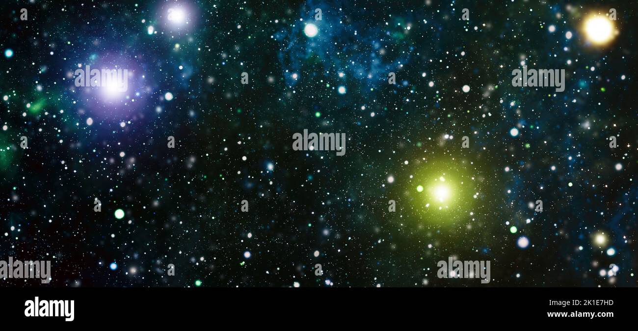 stars planets star clusters, colored gas clouds in abstract space ...