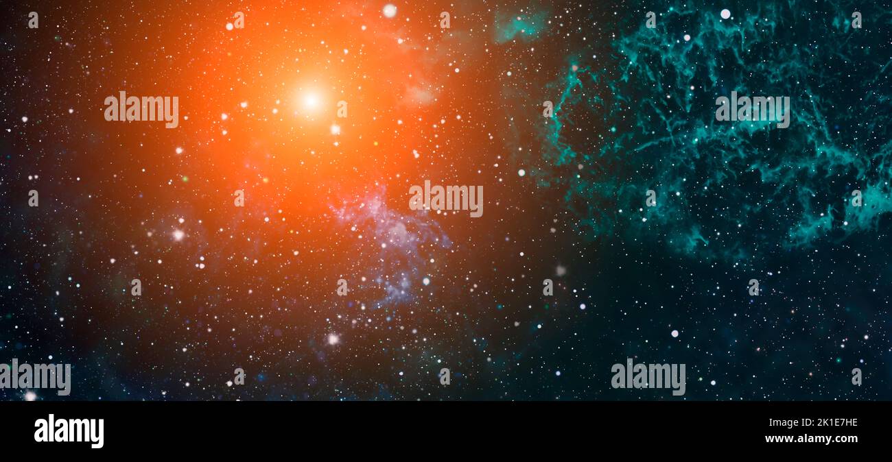 stars planets star clusters, colored gas clouds in abstract space ...