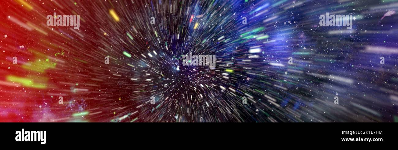 panoramic looking into deep space. Dark night sky full of stars. The ...