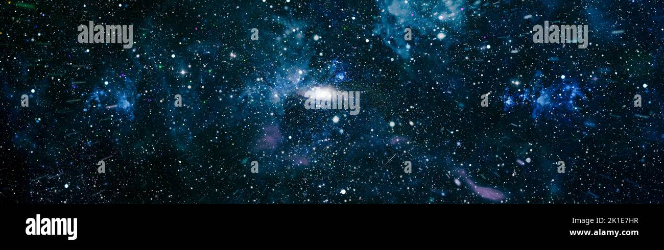 panoramic looking into deep space. Dark night sky full of stars. The ...