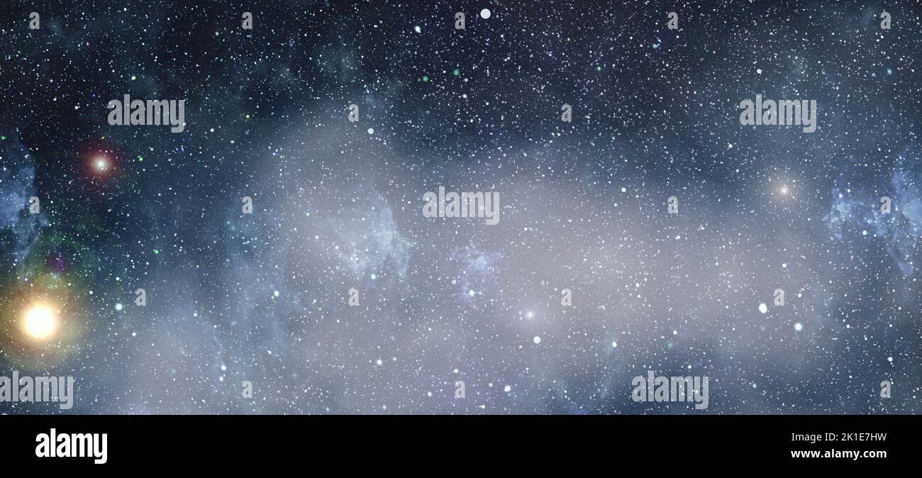 panoramic looking into deep space. Dark night sky full of stars. The ...