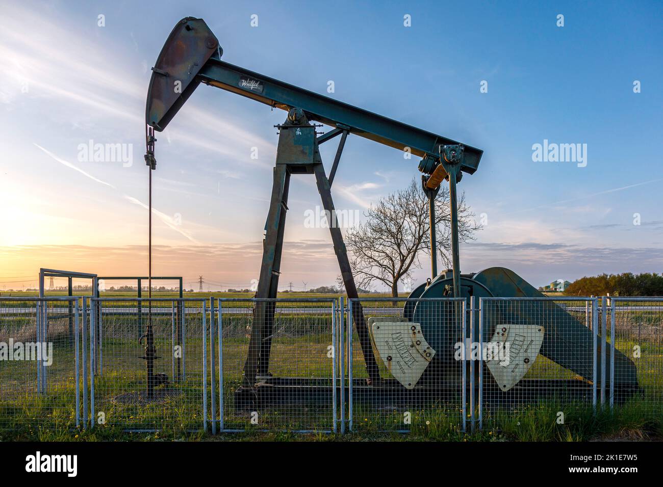 Historical oil pump, this horsehead pump in Lohe-Rickelshof (Northern ...