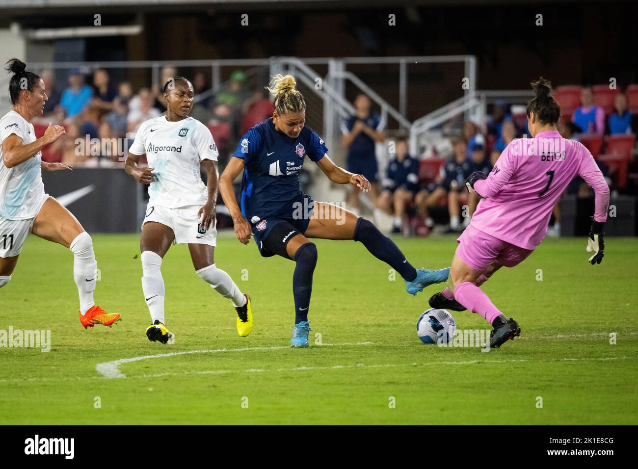 Spirit forward Trinity Rodman contests a loose ball against Gotham FC ...