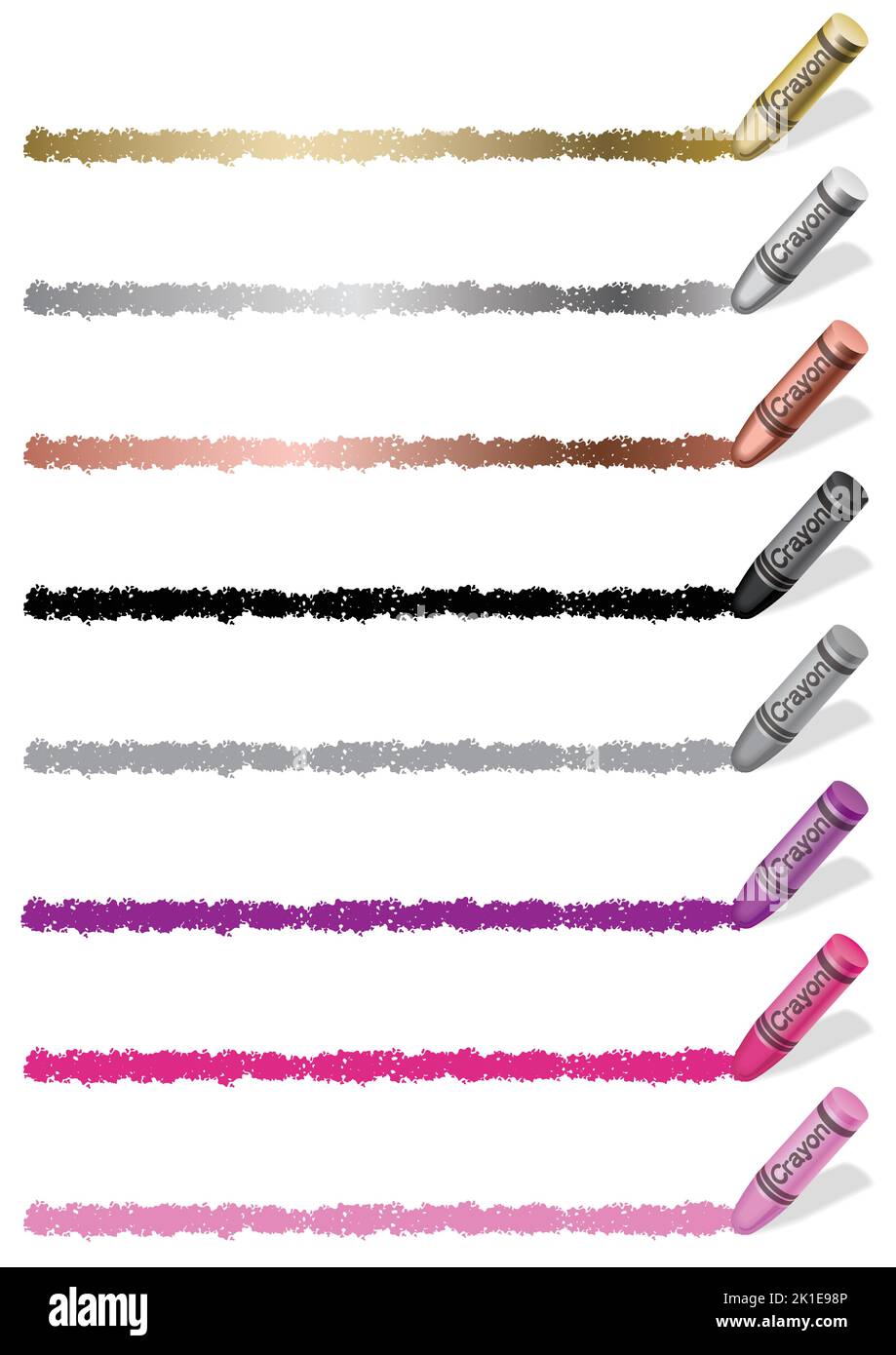 Set Of Crayon Drawing Borders Isolated On A White Background. Vector ...