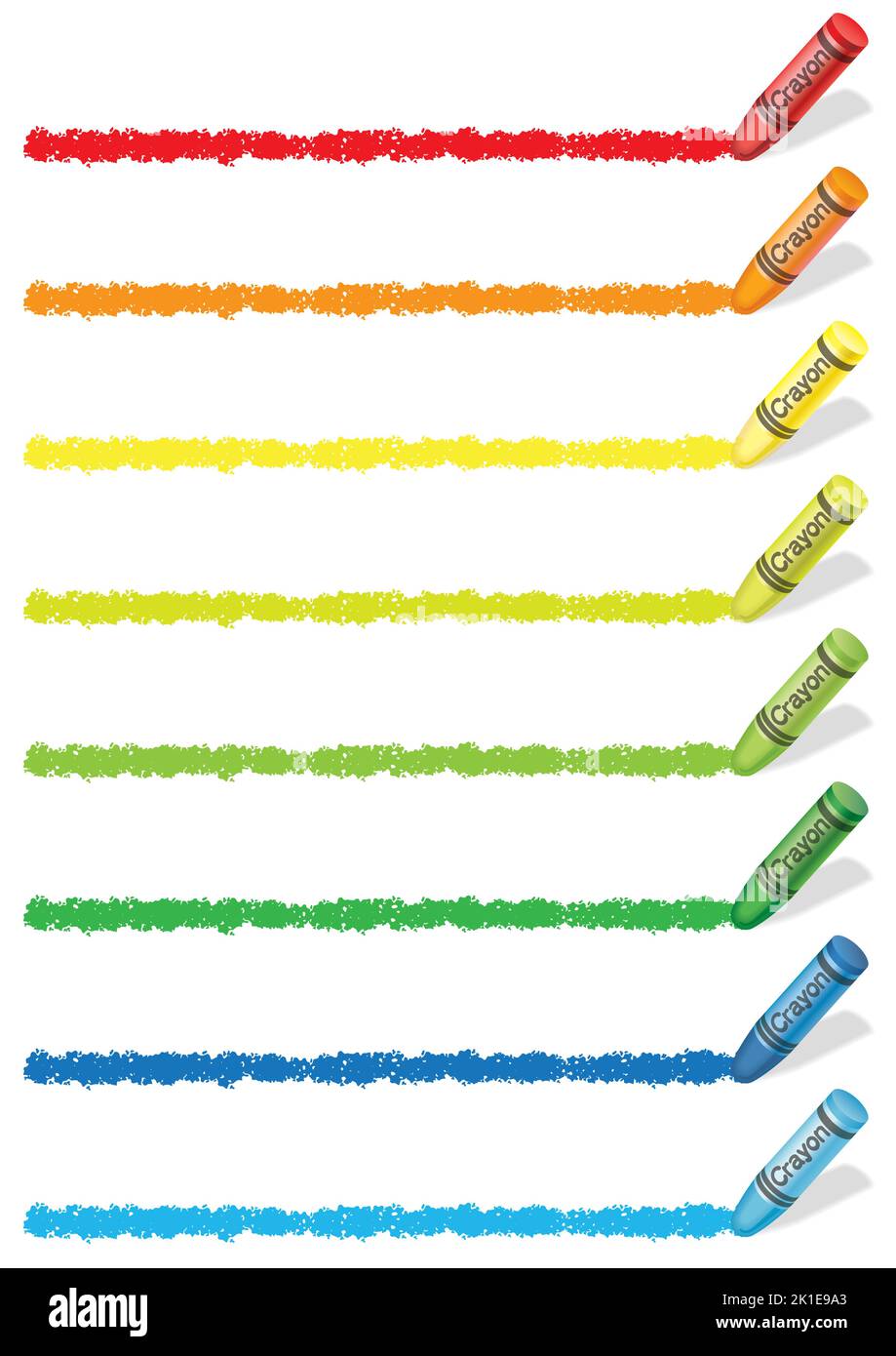 Set Of Vibrant Color Crayon Drawing Borders Isolated On A White ...