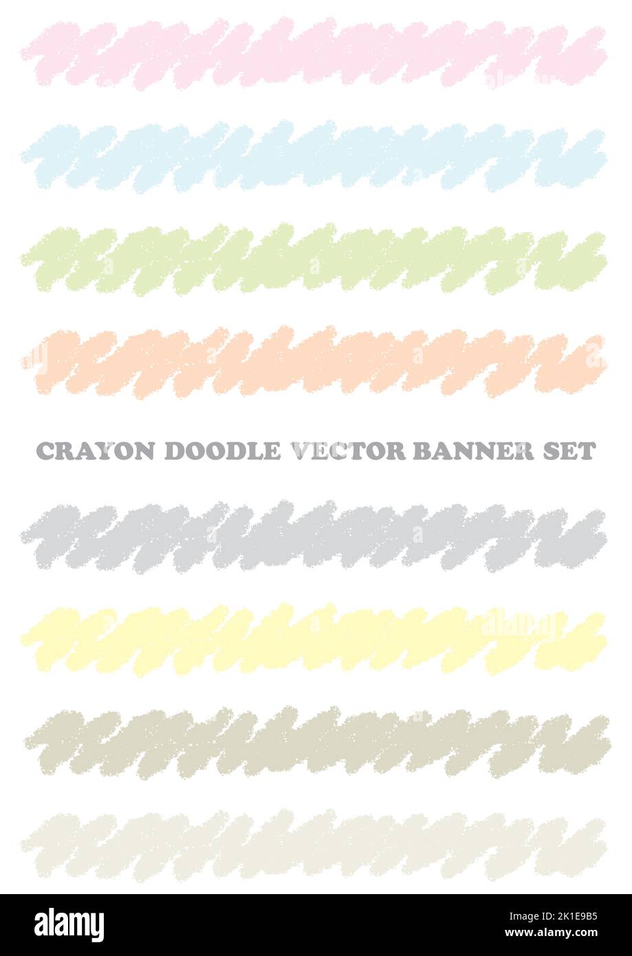 Set Of Pastel-Colored Crayon Doodle Borders Isolated On A White ...