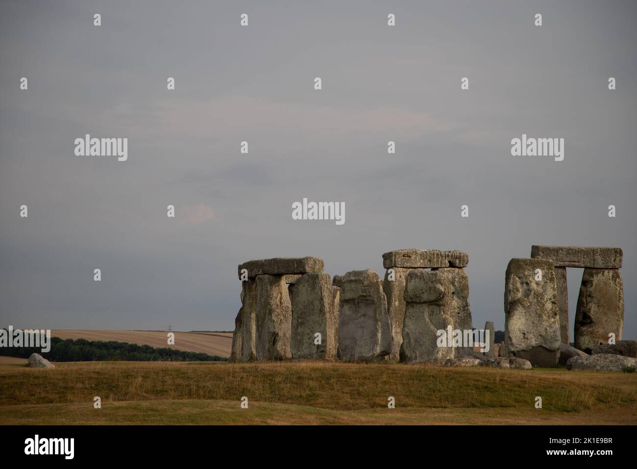 The iconic prehistoric monument Stonehenge in Salisbury Plain, UK, a ...