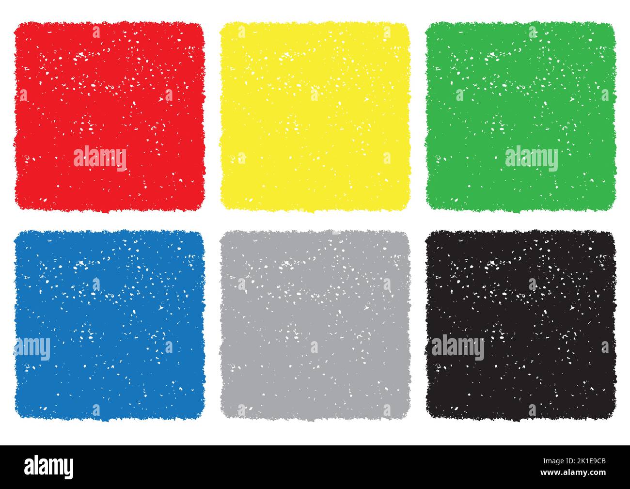 Set Of Vibrant Crayon Texture Square Backgrounds Isolated On A White Background. Vector ...