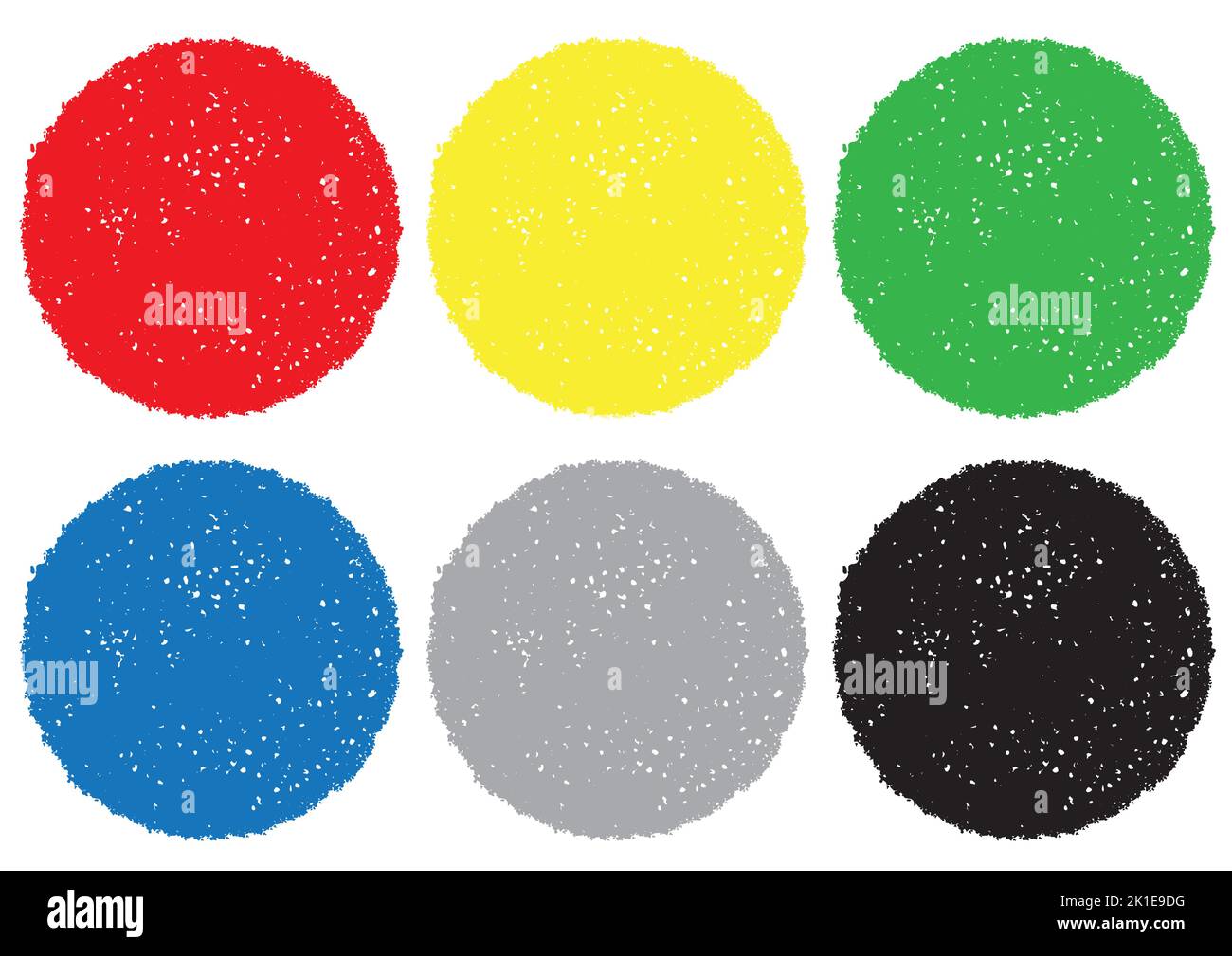 Set Of Vibrant Crayon Texture Round Backgrounds Isolated On A White ...