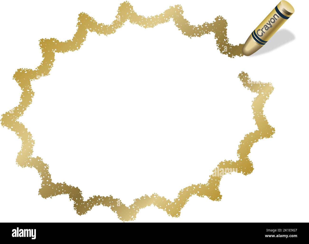 Vector Hand-Drawn Gold Jagged Ellipse Crayon Texture Frame Isolated On ...