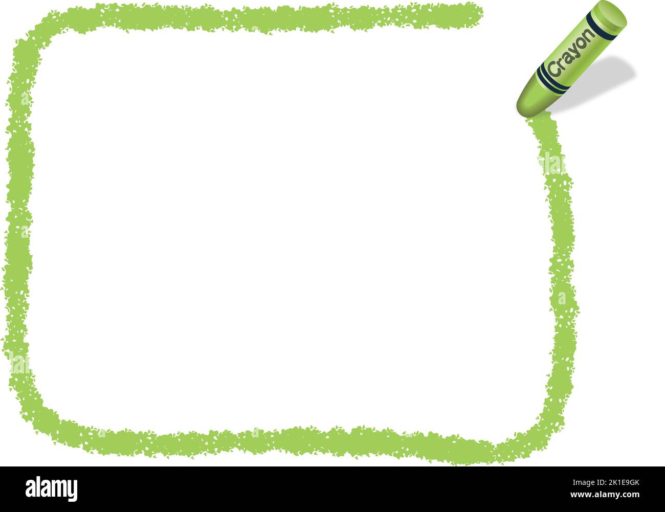 Vector Hand-Drawn Green Rectangle Crayon Texture Frame Isolated On A ...