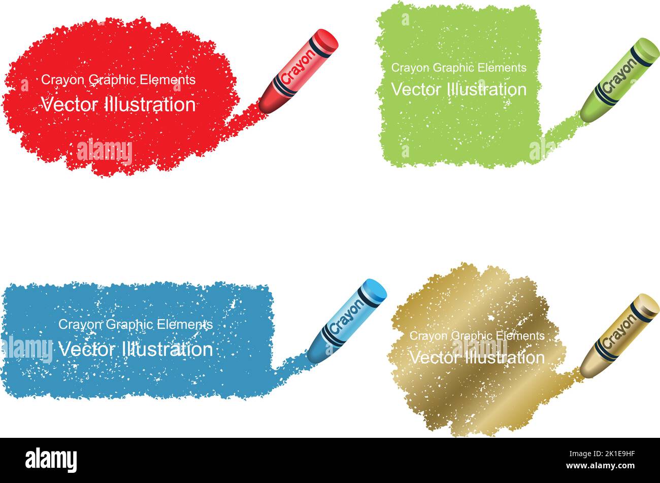Set Of Crayon Daub Backgrounds In Four Colors Isolated On A White ...