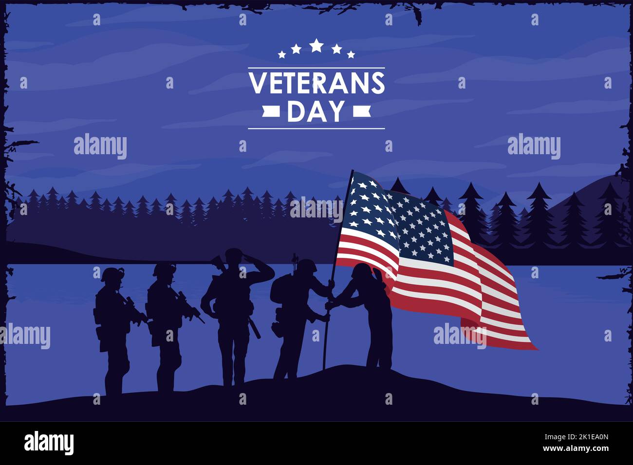 veterans day lettering postcard with soldiers Stock Vector Image & Art ...